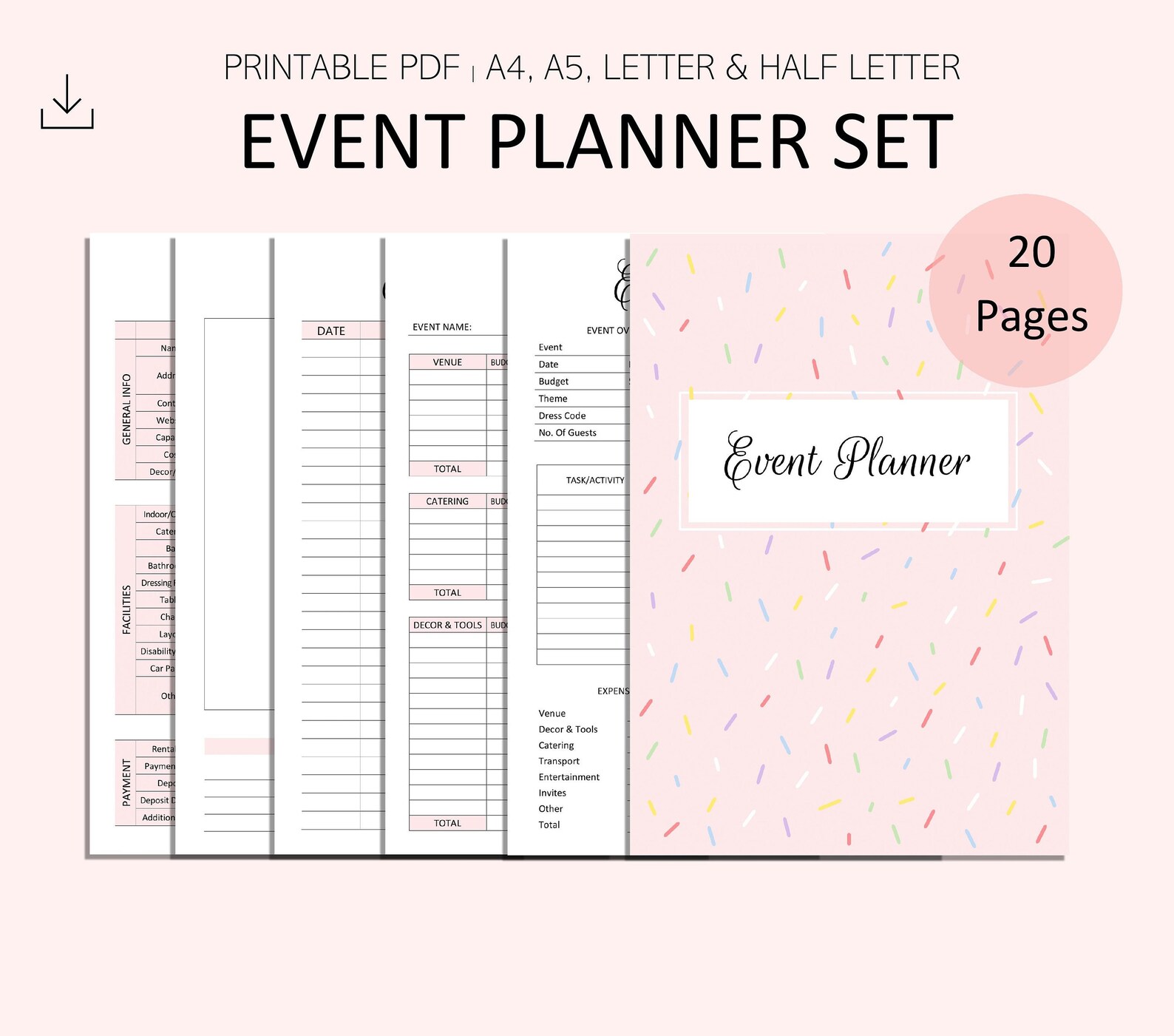 Event Planner Printable Set Party Planner Venue Comparison Event ...