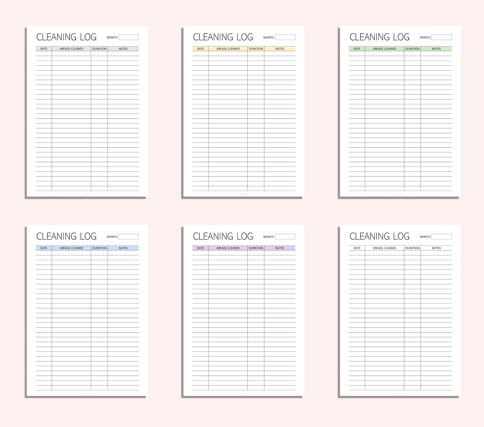 Cleaning Log Printable - Cleaning Tracker - Home Maintenance Printable ...