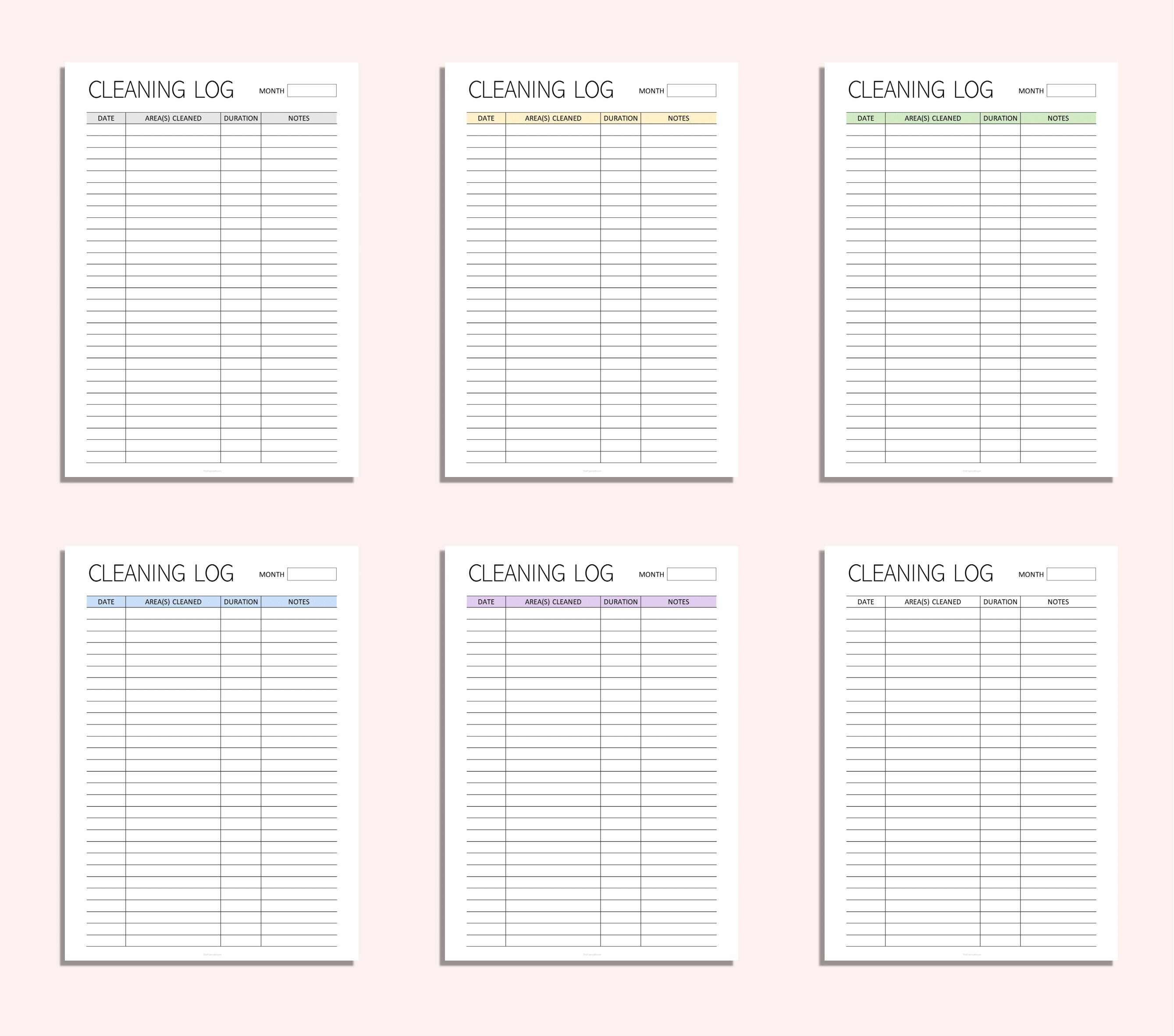 Cleaning Log Printable - Cleaning Tracker - Home Maintenance Printable ...