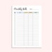 Monthly Bill Tracker Printable -editable Payment Tracker - Bill Log ...