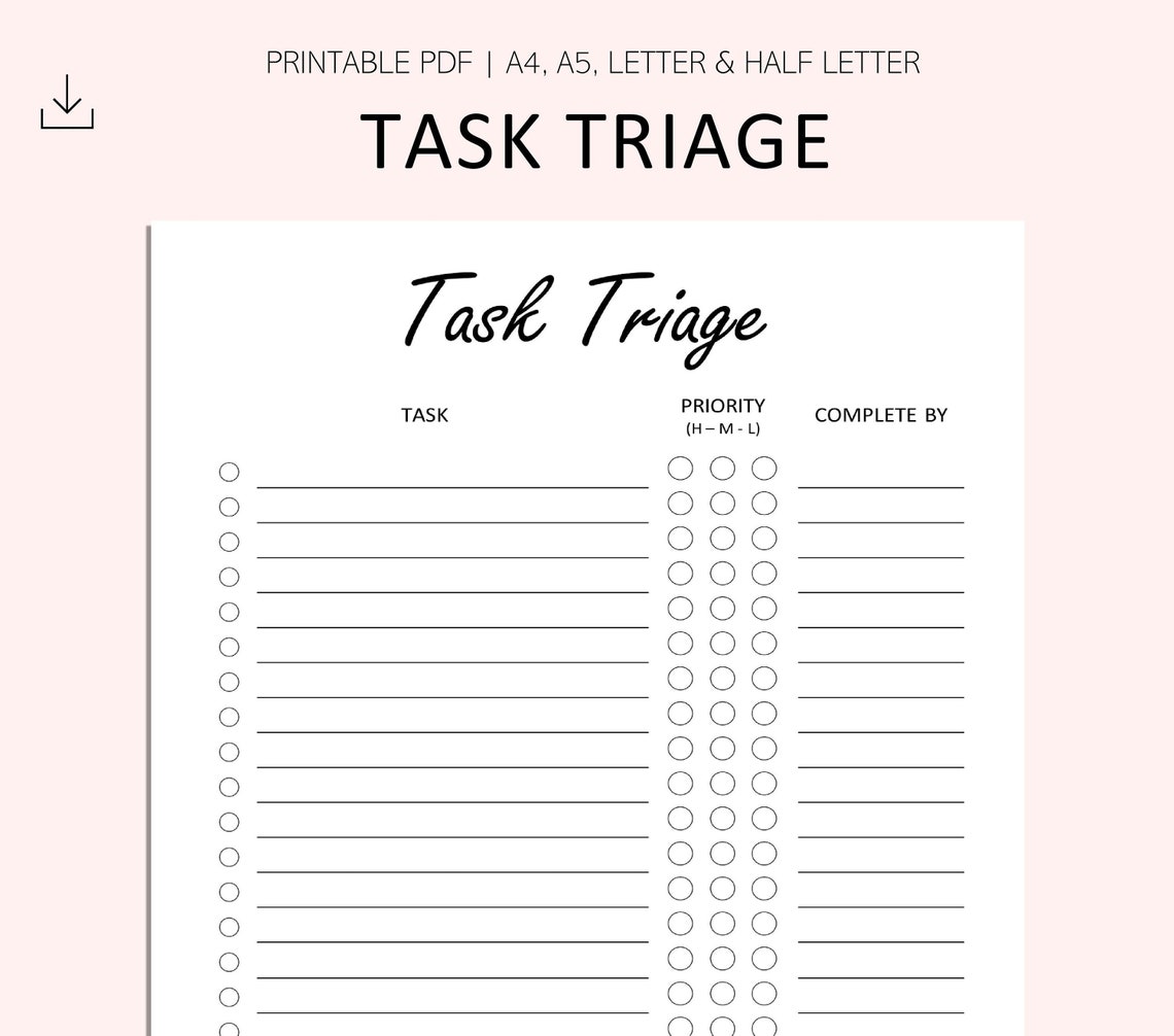 Task Triage Task Priority Printable Brain Dump PDF A4 | Etsy