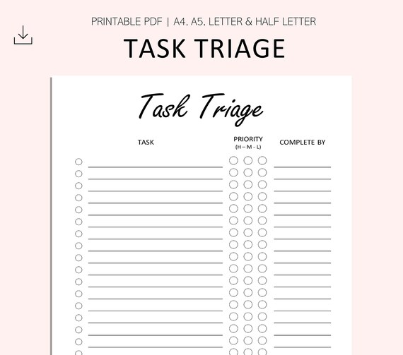 Task Triage Task Priority Printable Brain Dump PDF A4 | Etsy