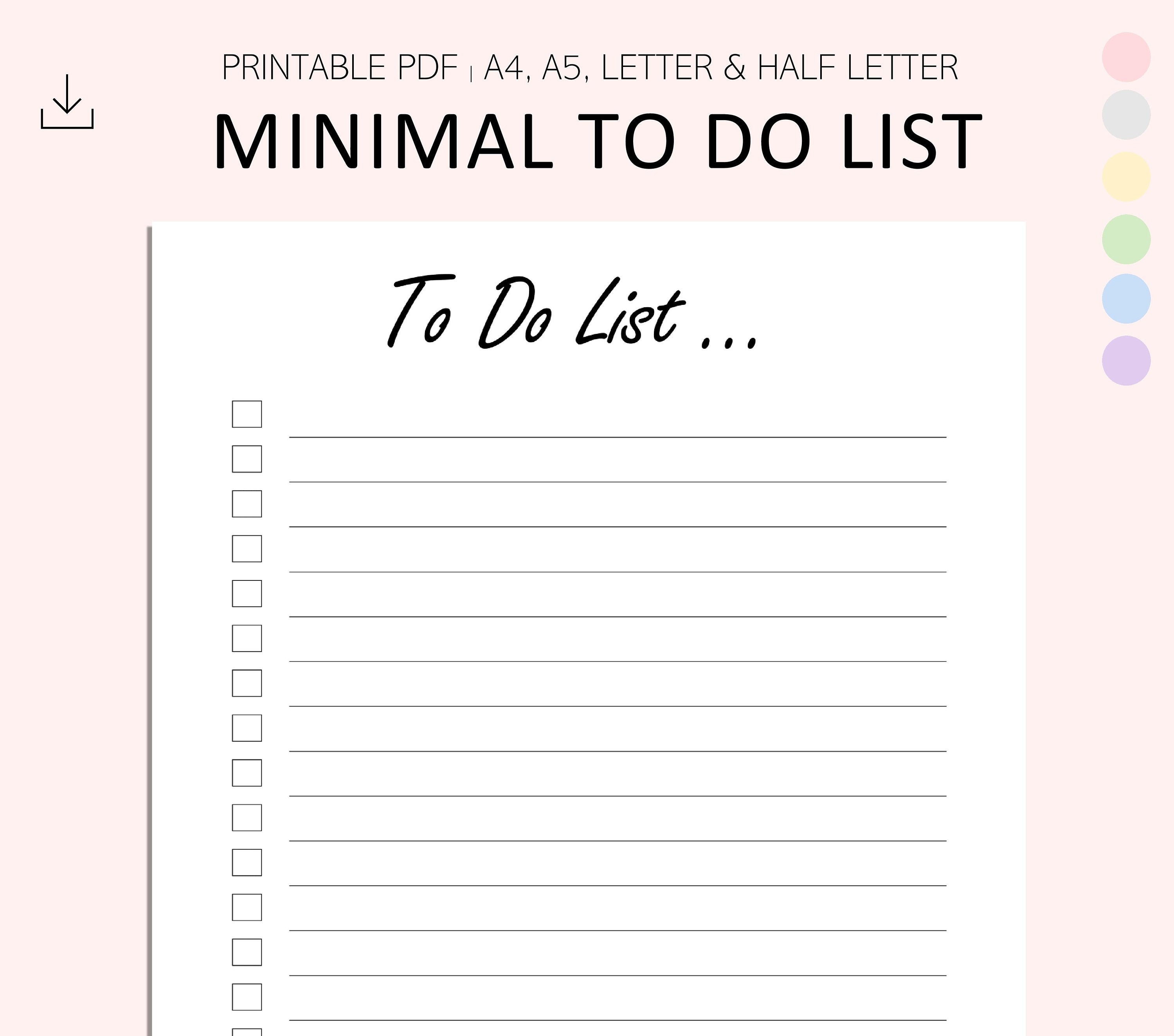 Minimalistic to Do List Printable Daily to Do List Task | Etsy