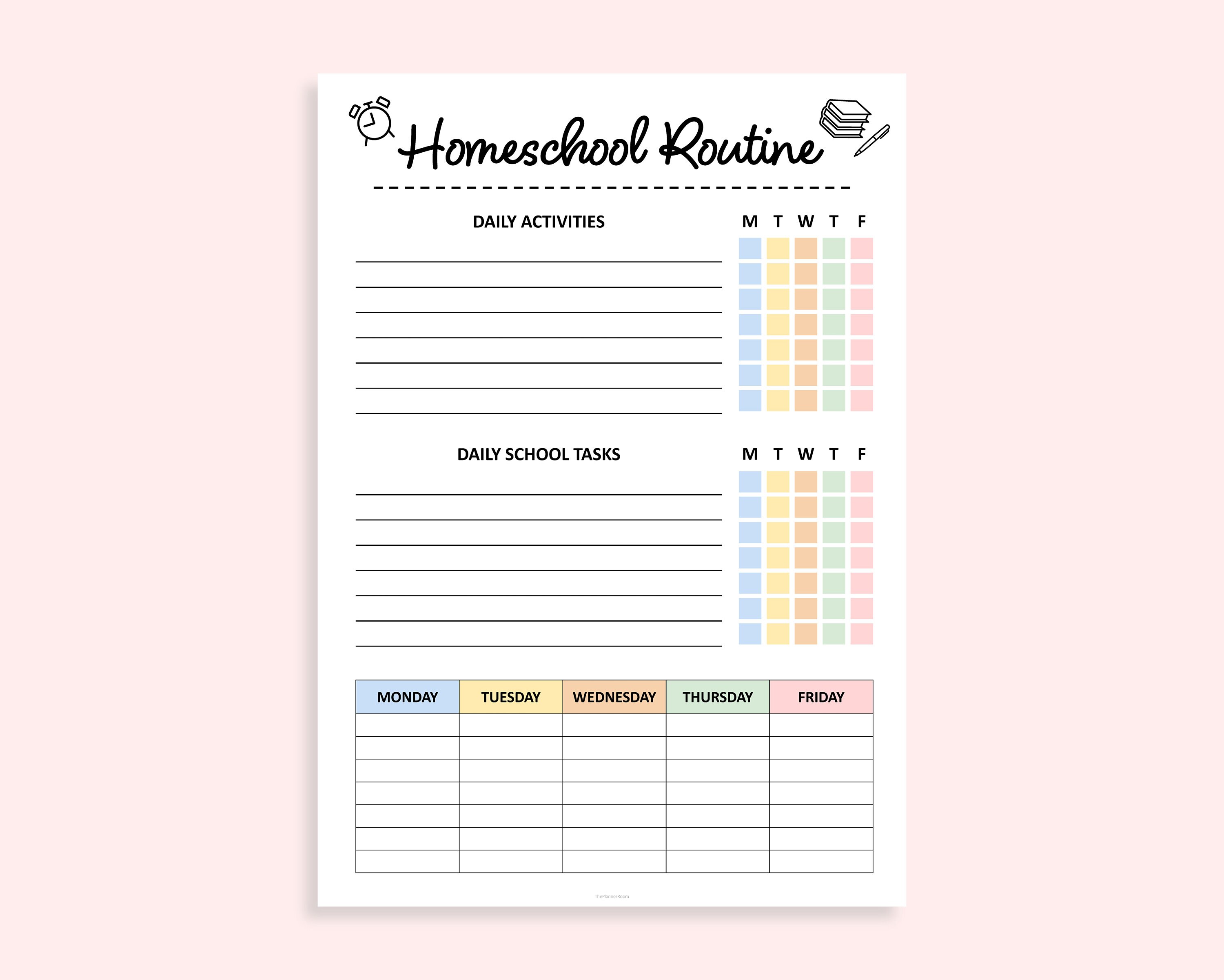 Editable Homeschool Routine Planner Homeschool Schedule - Etsy