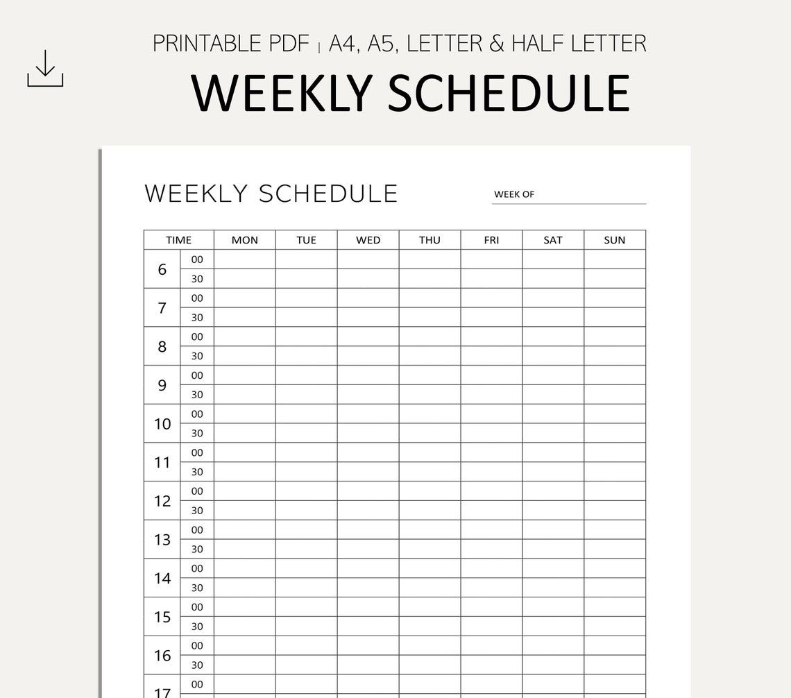Editable Week Schedule Printable Week Schedule Planner Week Planner ...