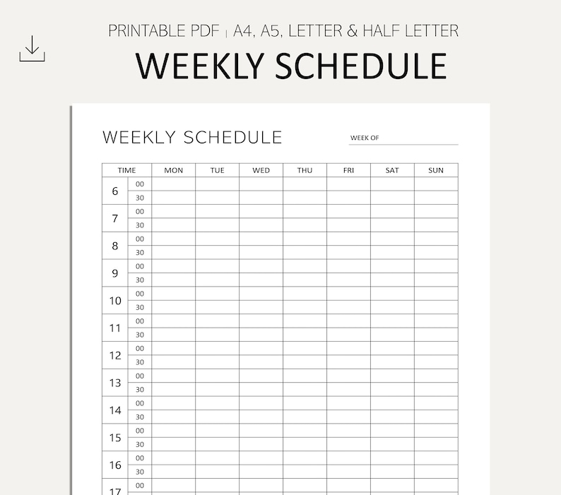 Editable Week Schedule Printable Week Schedule Planner Week Planner ...