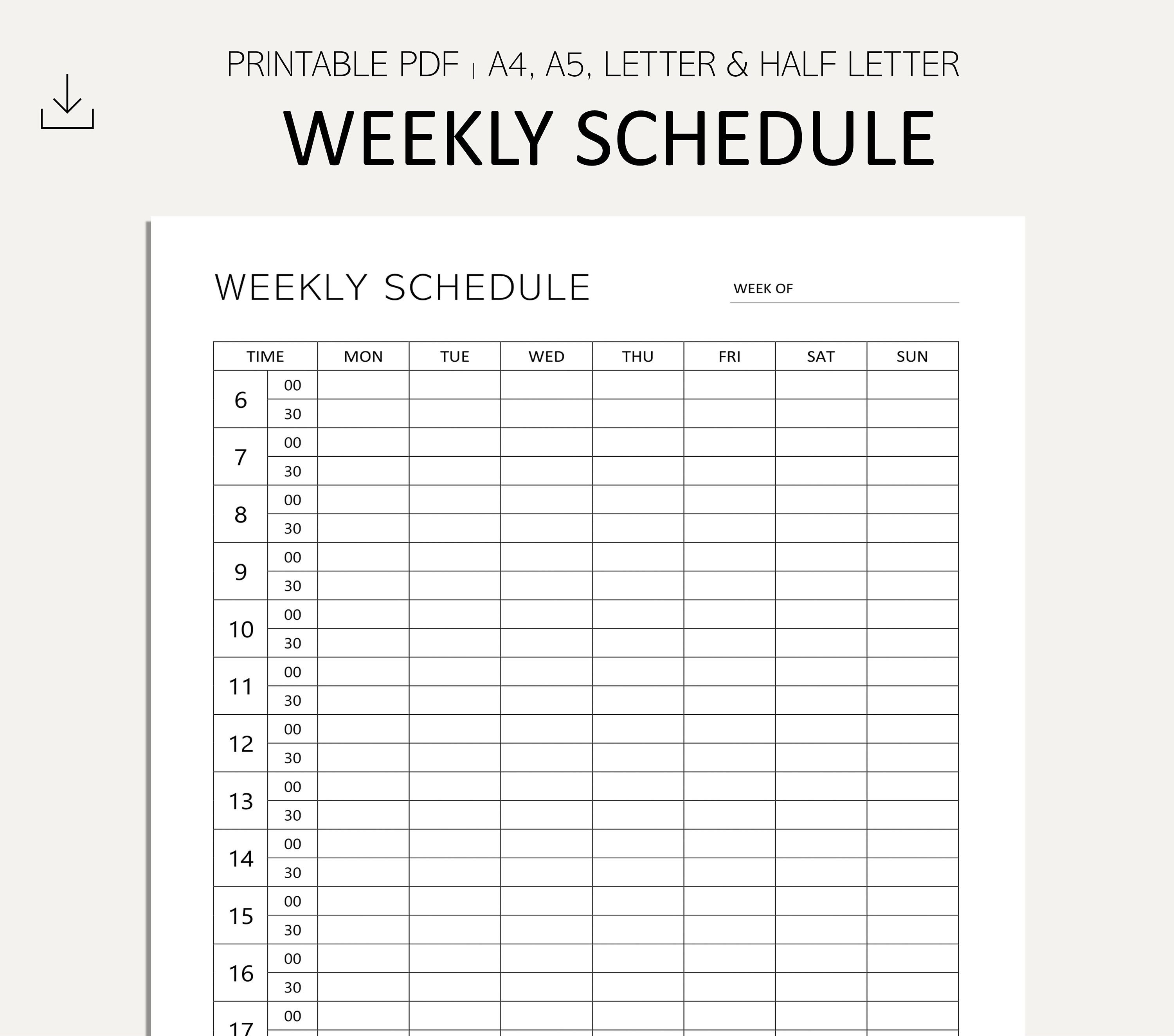 Editable Week Schedule Printable Week Schedule Planner Week Planner ...