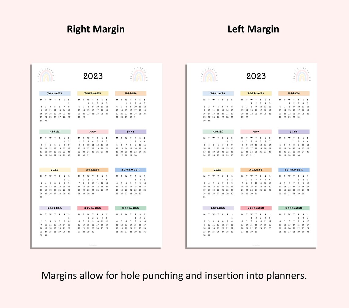 2023 Rainbow Calendar 2023 Printable Calendar 2023 Digital - Etsy