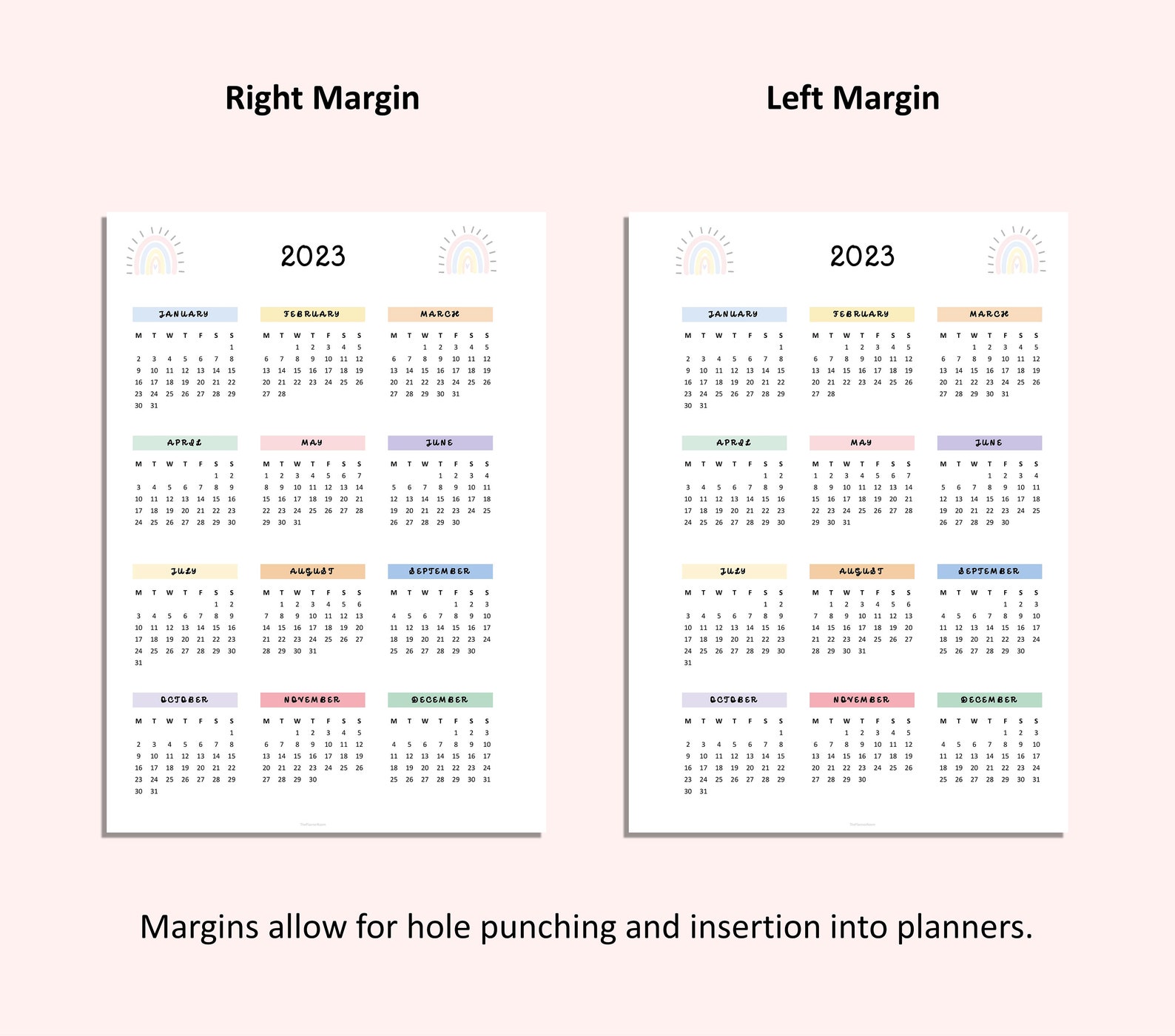 2023 Rainbow Calendar 2023 Printable Calendar 2023 Digital - Etsy