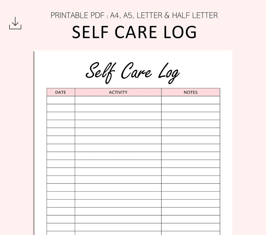Self Care Log Self Care Tracker Habit Tracker Printable PDF A4 A5 ...