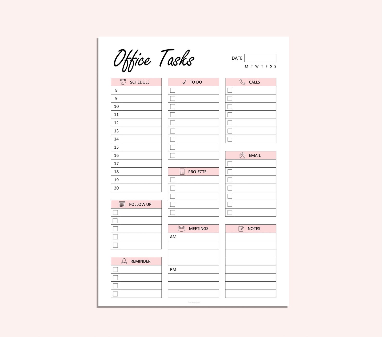 Office Task Tracker Printable - Office Organizer - Work Planner - Work ...