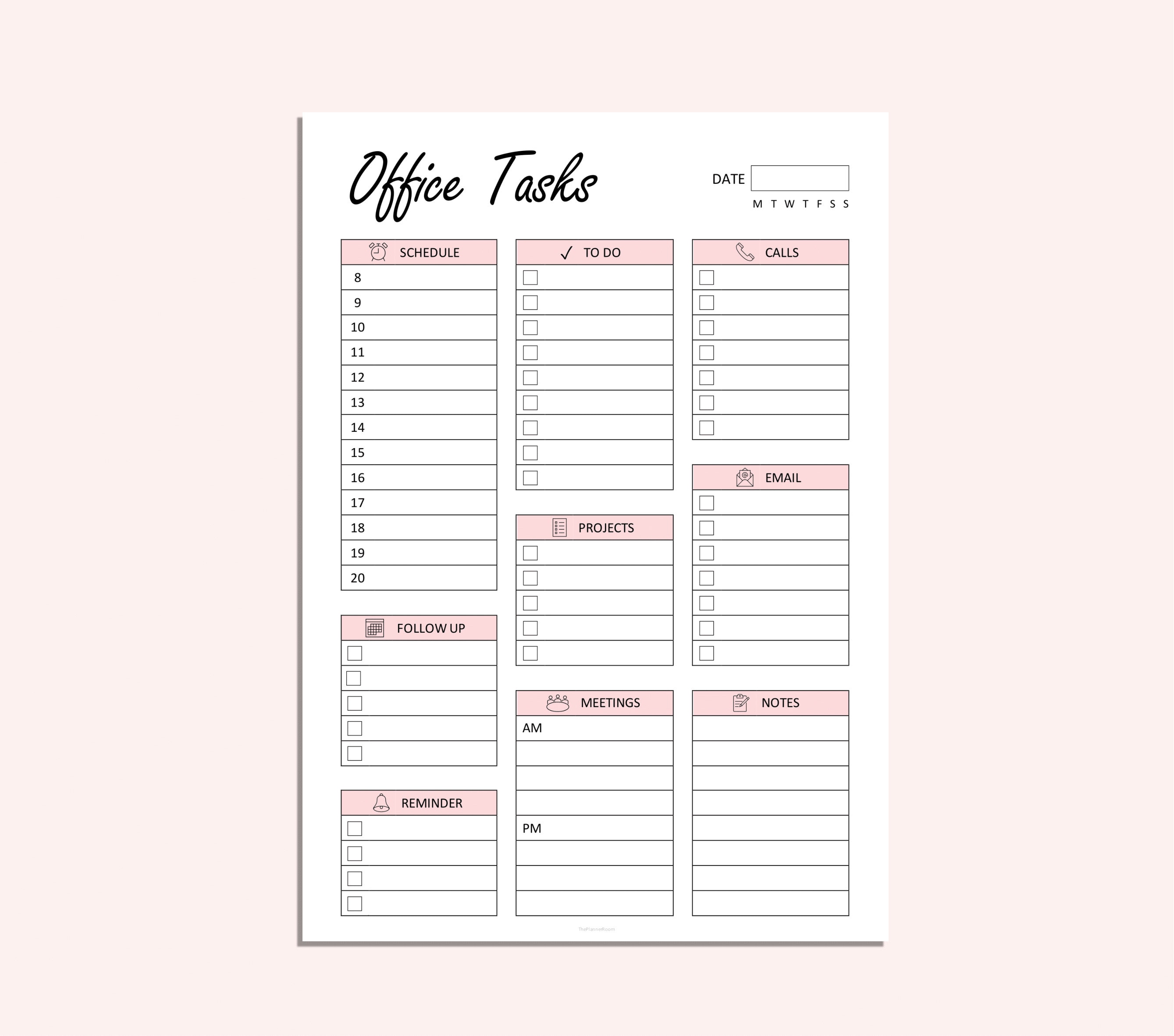 Office Task Tracker Printable - Office Organizer - Work Planner - Work ...