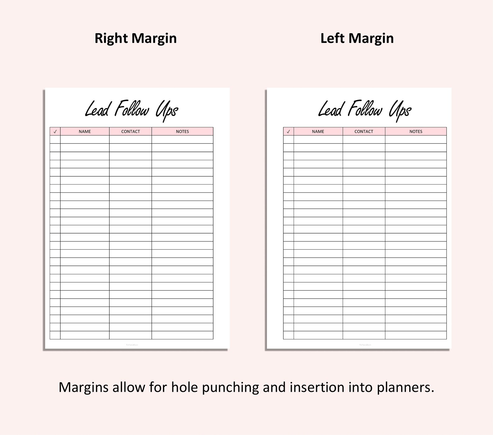 Leads Follow Ups List Printable - Leads Tracker Printable - Business ...