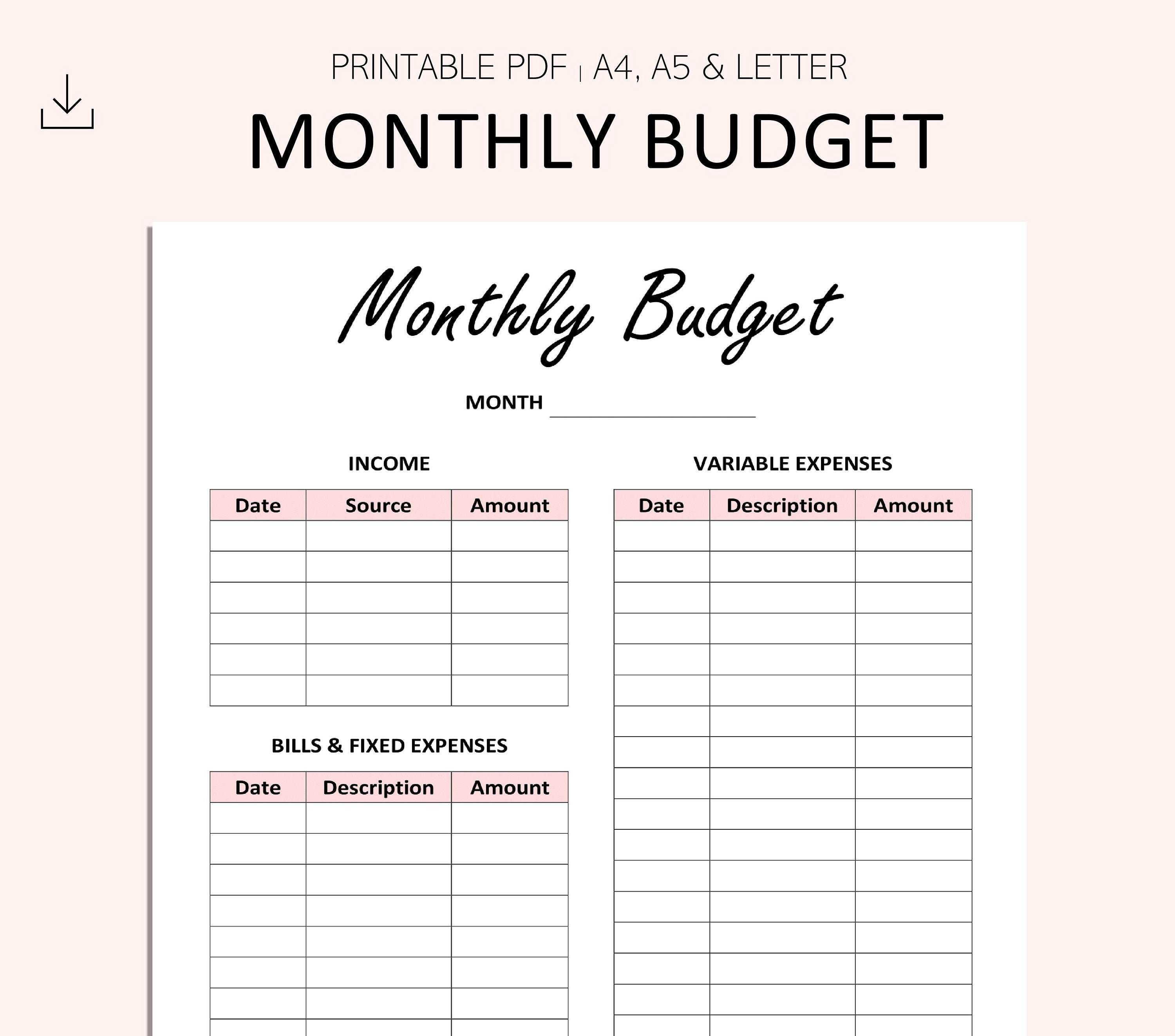 Typical Budget Expenses