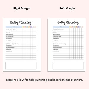 Editable Daily Cleaning Checklist Daily Chores Planner Daily Tasks List ...