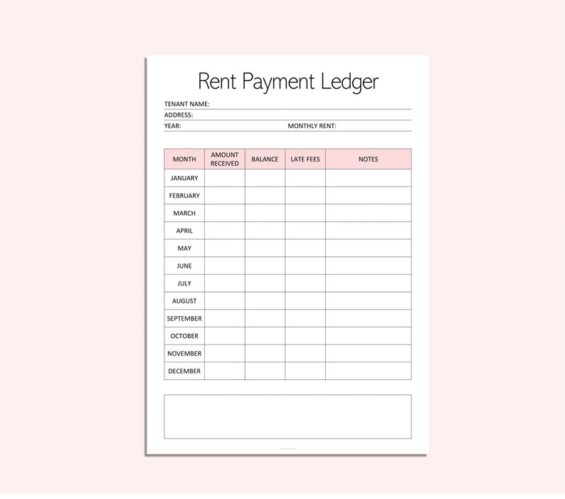 Rent Payment Ledger Printable Tenant Payment Tracker Rent - Etsy Australia
