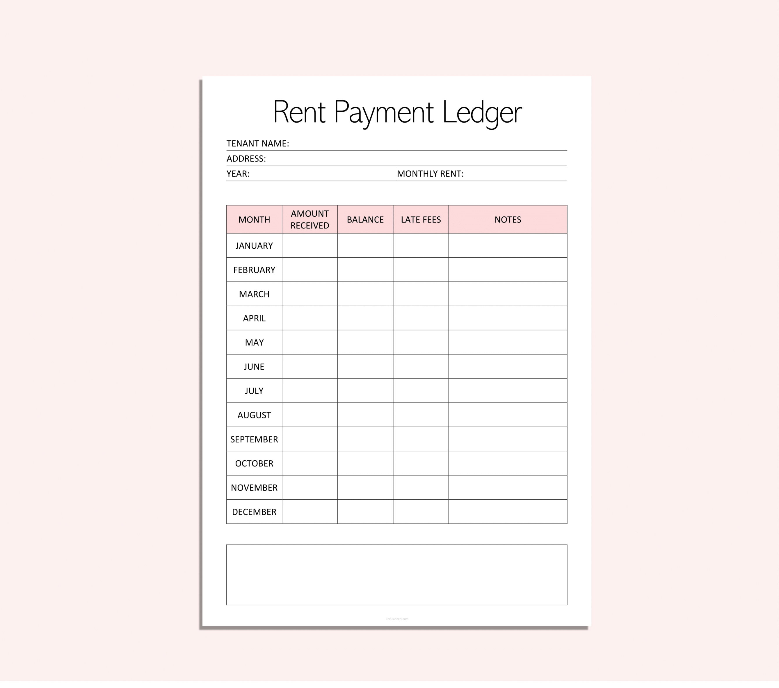 Rent Payment Ledger Printable - Tenant Payment Tracker - Rent Payment ...