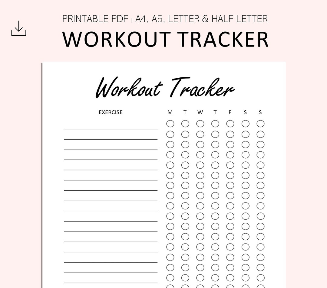Workout Tracker Weekly Workout Printable Exercise Checklist Fitness ...