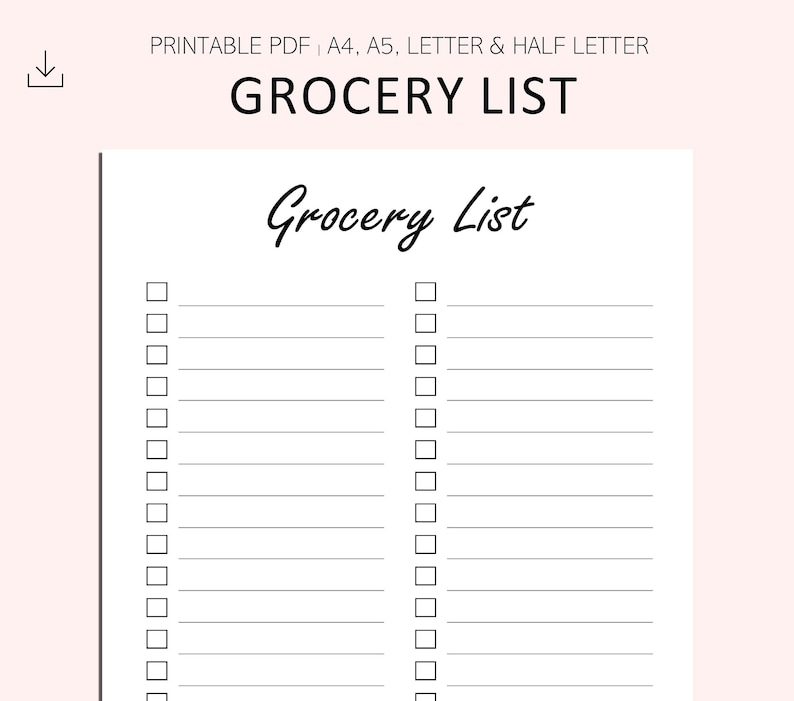 Grocery List Grocery Tracker Printable Groceries to Buy - Etsy