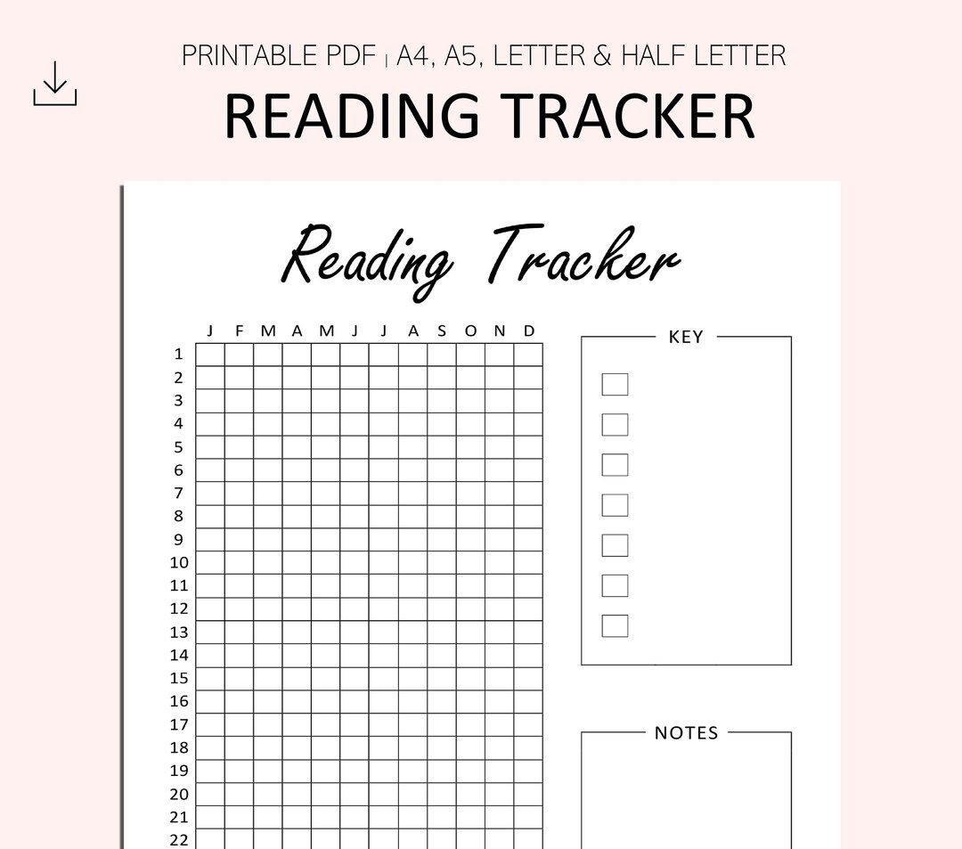 Reading Tracker One Year on A Page Yearly Reading Tracker Year in ...