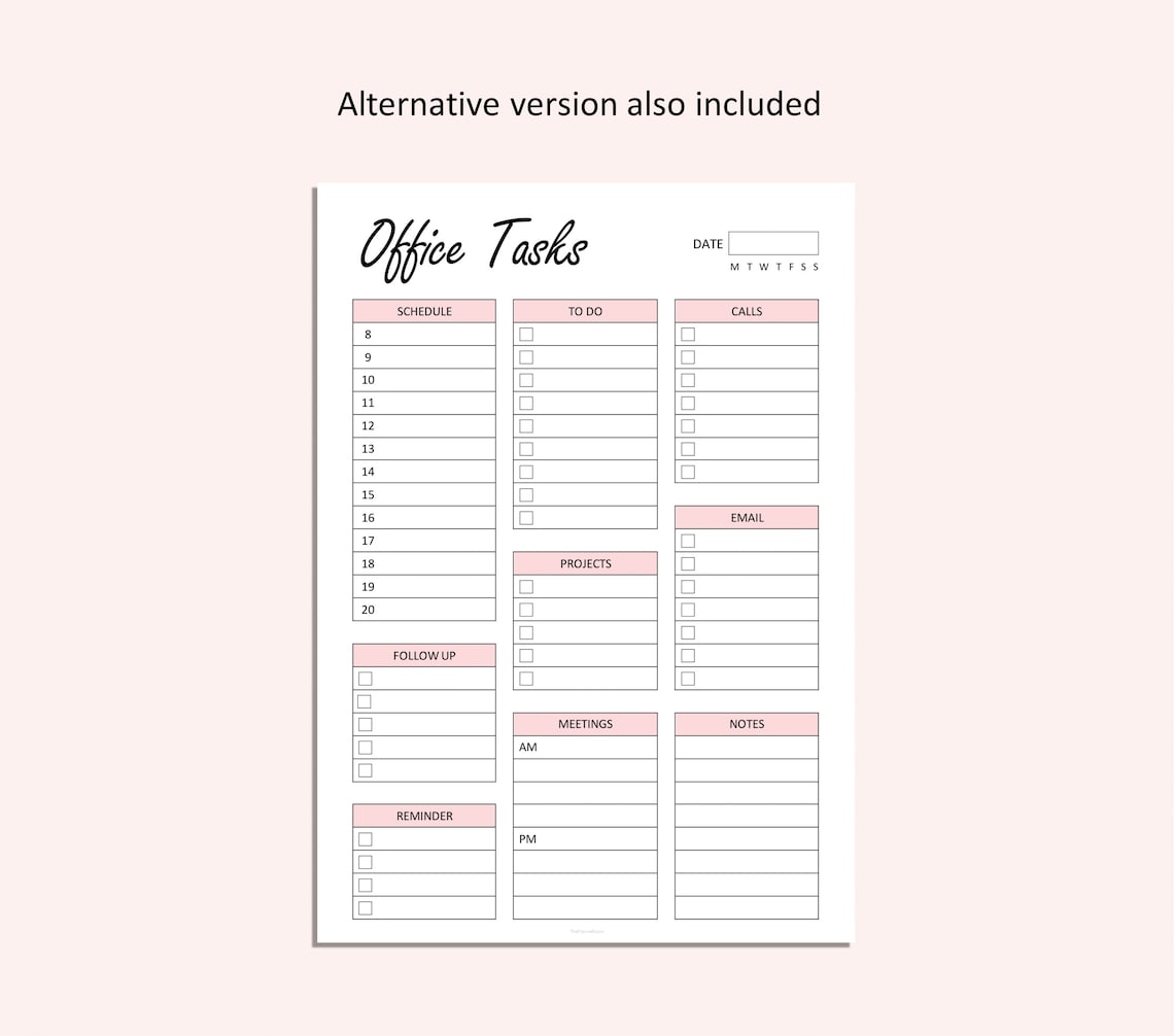 Office Task Tracker Printable - Office Organizer - Work Planner - Work ...