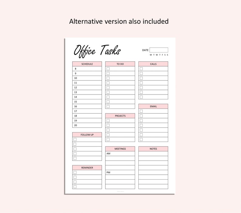Office Task Tracker Printable - Office Organizer - Work Planner - Work ...