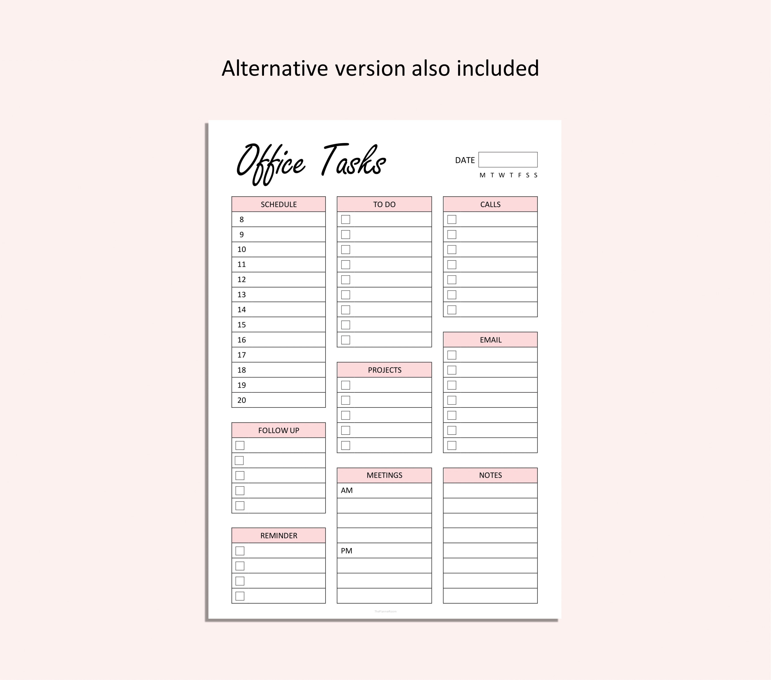 Office Task Tracker Printable - Office Organizer - Work Planner - Work ...