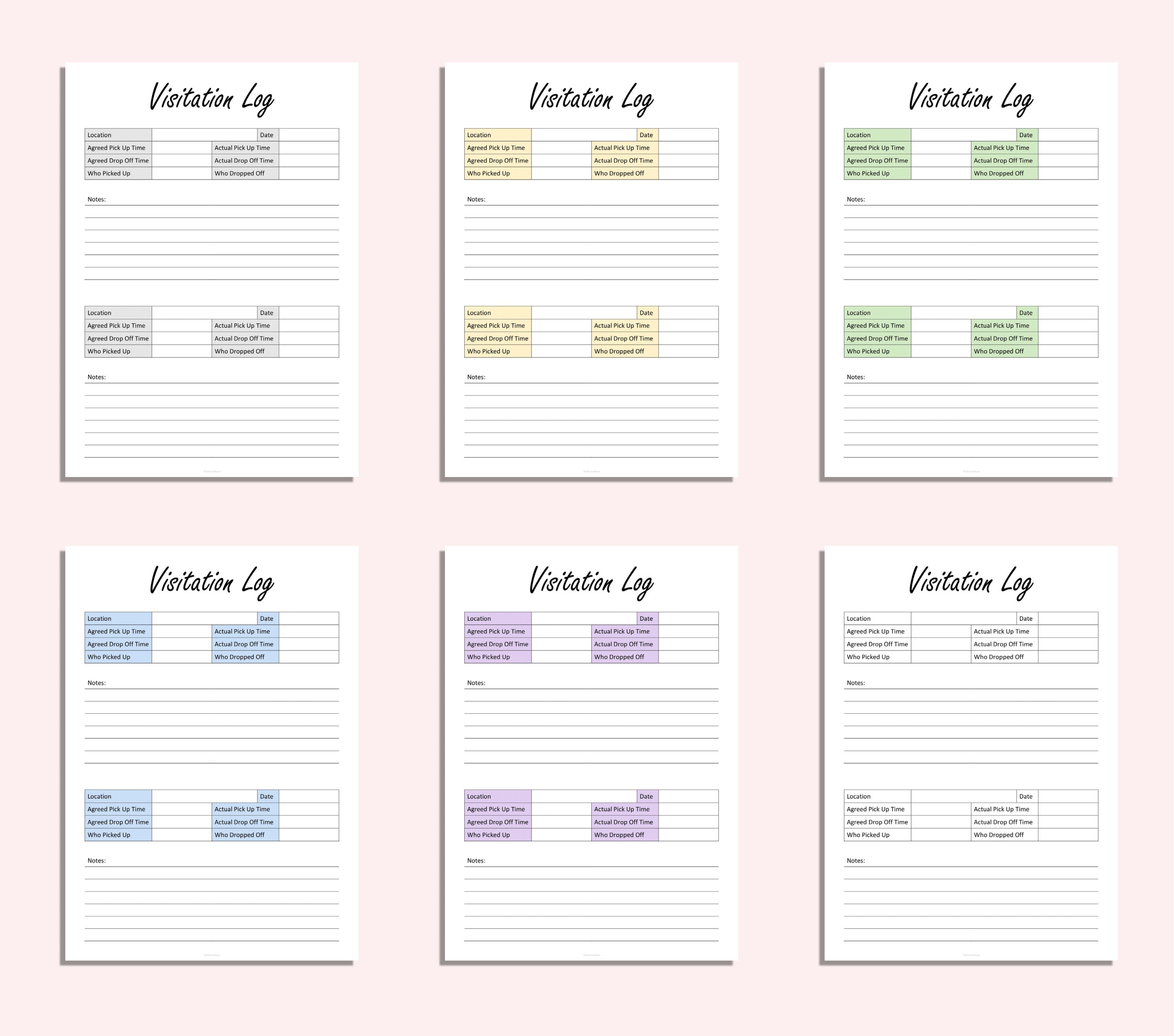 Visitation Log Printable - Child Care Log - Child Visits Tracker ...