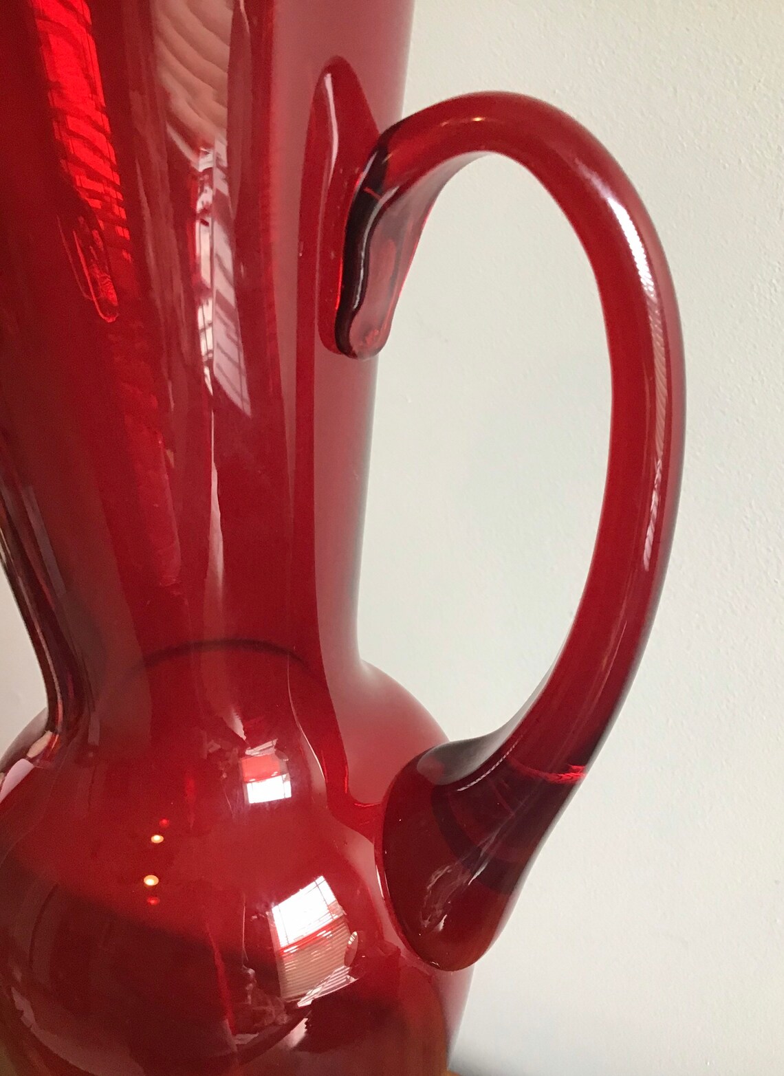Rare Form Large Mid Century Italian Glass Pitcher in Ruby Red - Etsy