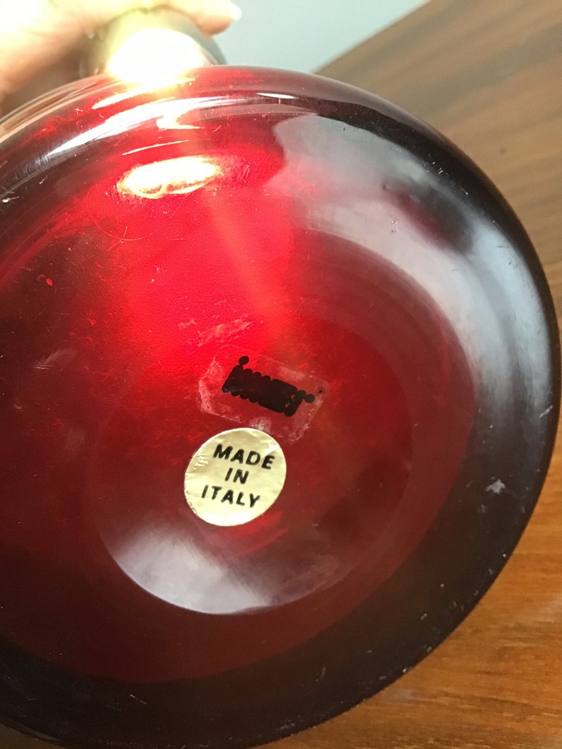 Rare Form Large Mid Century Italian Glass Pitcher in Ruby Red | Etsy