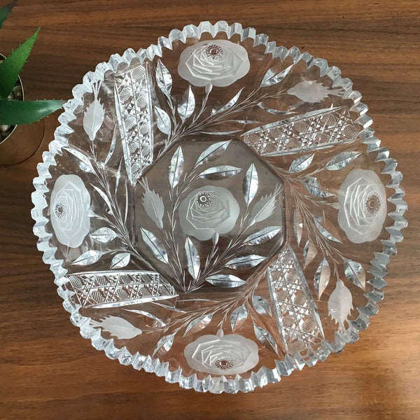 Abp Cut Glass Rose Bowl - Etsy