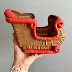 Vintage Hand Painted Kimple Mold Ceramic Reindeer and Sleigh, 1980s ...