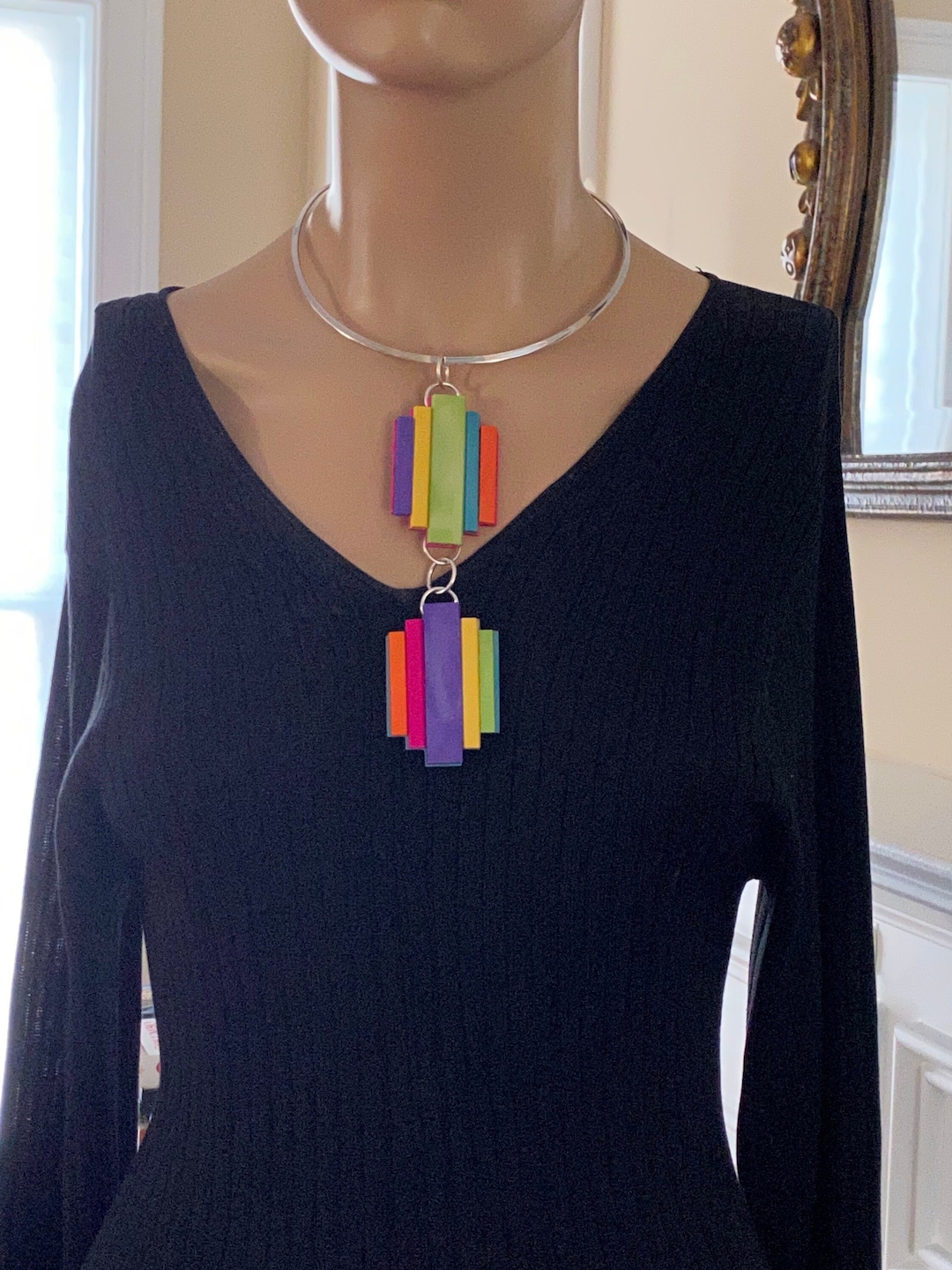 Vintage Neon Striped Multi Color 2 Inch Pendants Old/new Stock 60's ...