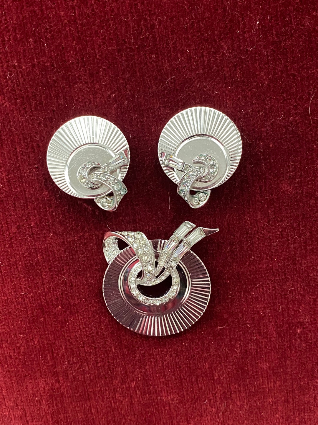 Signed Ciro by Boucher Brooch and Earring Set - Demi Parure Excellent ...