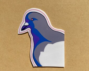 Fluffy Pigeon Sticker / Bird Water Bottle Sticker / Cute Bird - Etsy