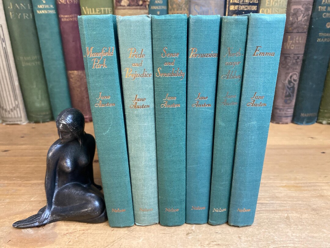 Jane Austen Complete Works, 1950s, Vintage Green Cloth Bound Book Set ...