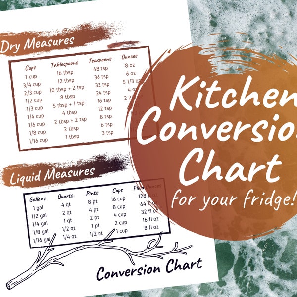 Kitchen Conversion Chart - Etsy