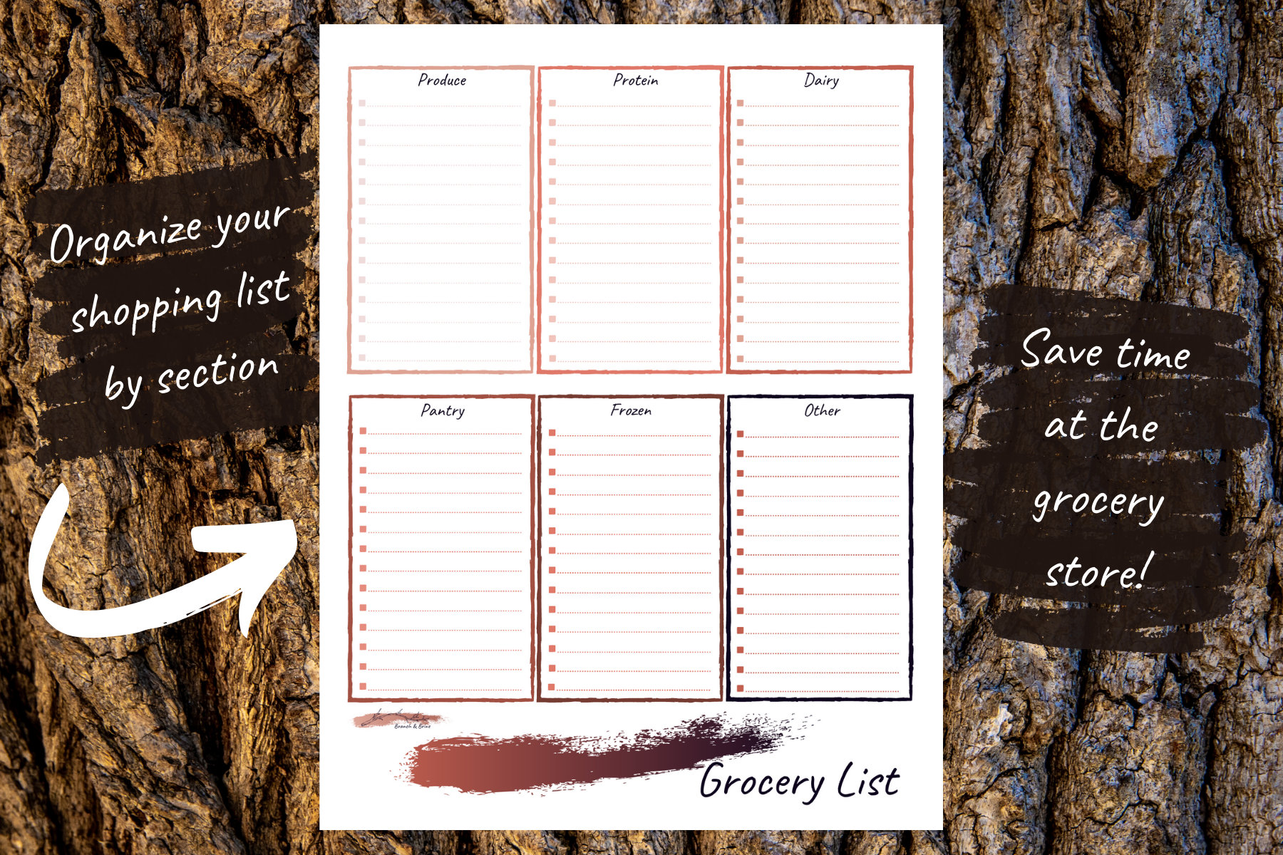 Grocery List Printable Shopping List Planner Grocery Store Checklist ...