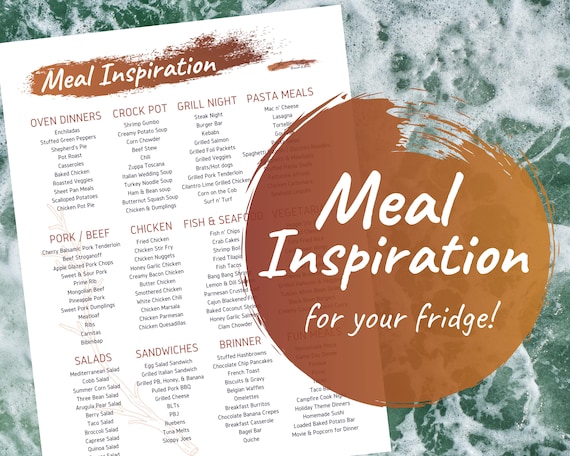 Meal Inspiration Sunset Nature Meal Prep Helper Menu - Etsy