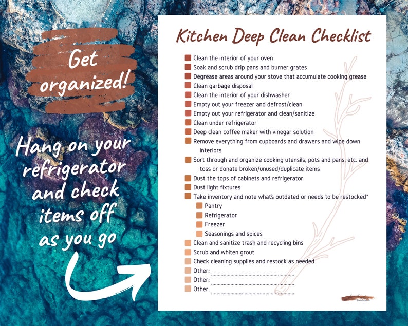 Kitchen Deep Clean Checklist | Instant Digital Download | Fresh ...