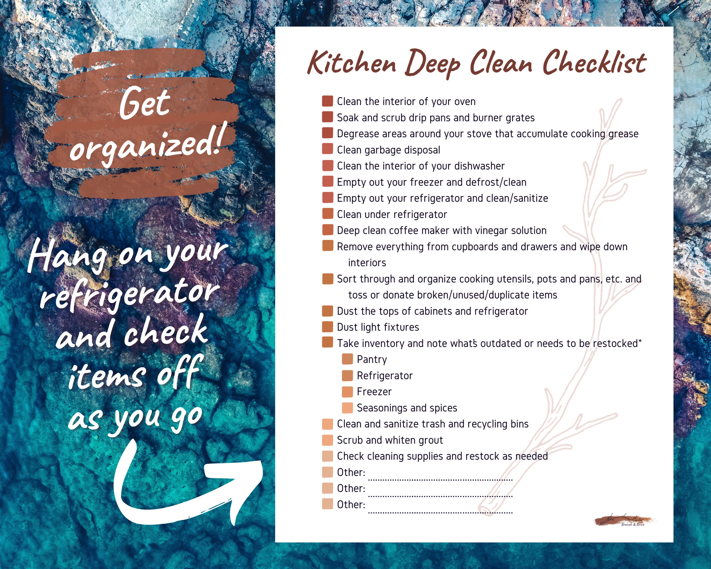 Kitchen Deep Clean Checklist | Instant Digital Download | Fresh ...