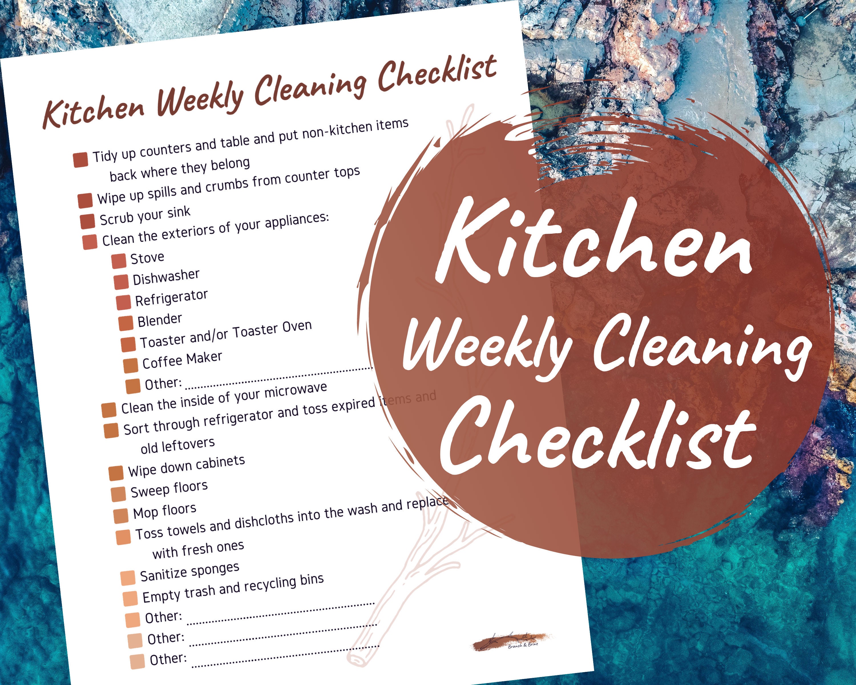 Kitchen Weekly Cleaning Checklist | Instant Digital Download | Tidy up ...