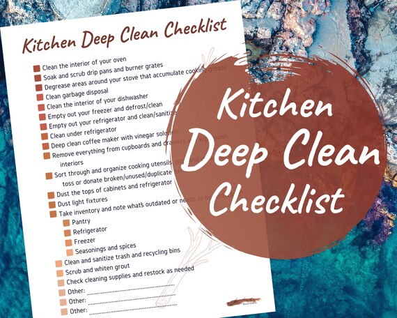 Kitchen Deep Clean Checklist Instant Digital Download | Etsy