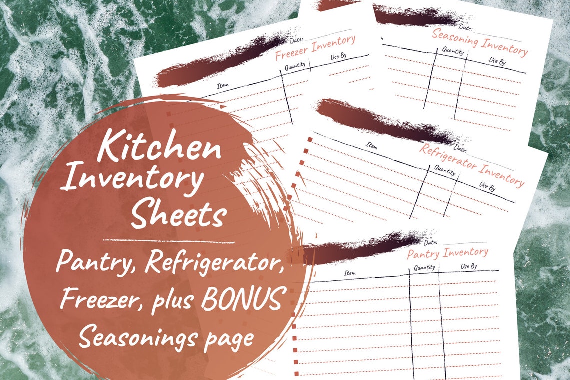 Kitchen Inventory Sheets | Pantry, Refrigerator, Freezer, Seasonings ...