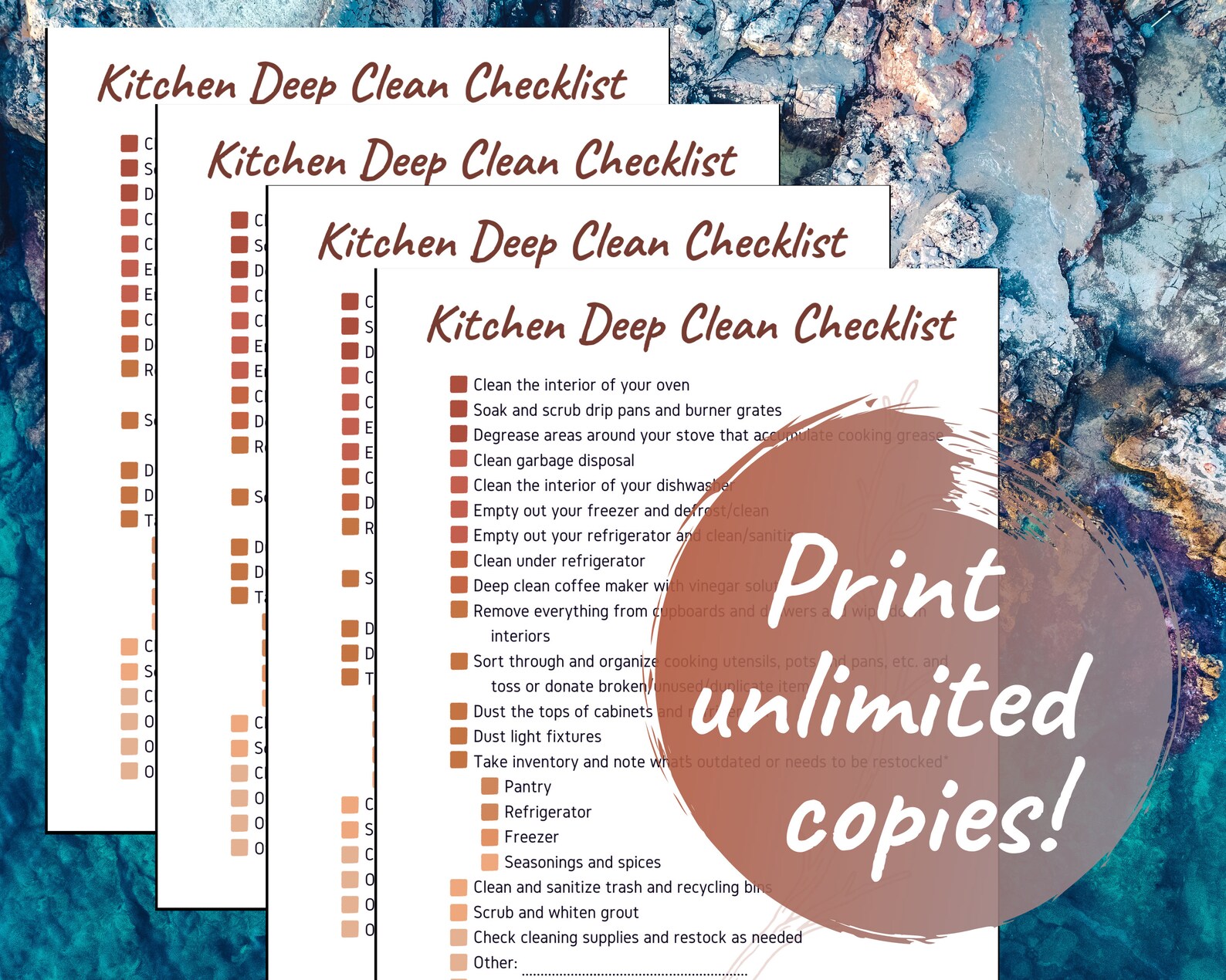 Kitchen Deep Clean Checklist Instant Digital Download Fresh & Natural ...