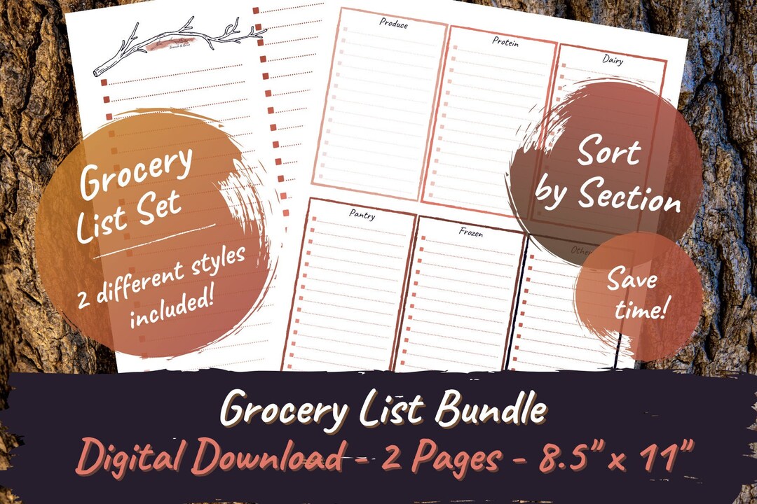 Grocery List Printables | Two Shopping List Planners | Grocery Store ...