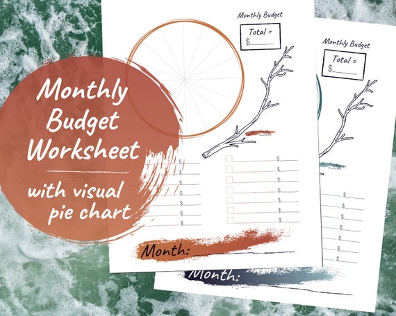 Monthly Budget Worksheet Colorful Budgeting Printable | Etsy