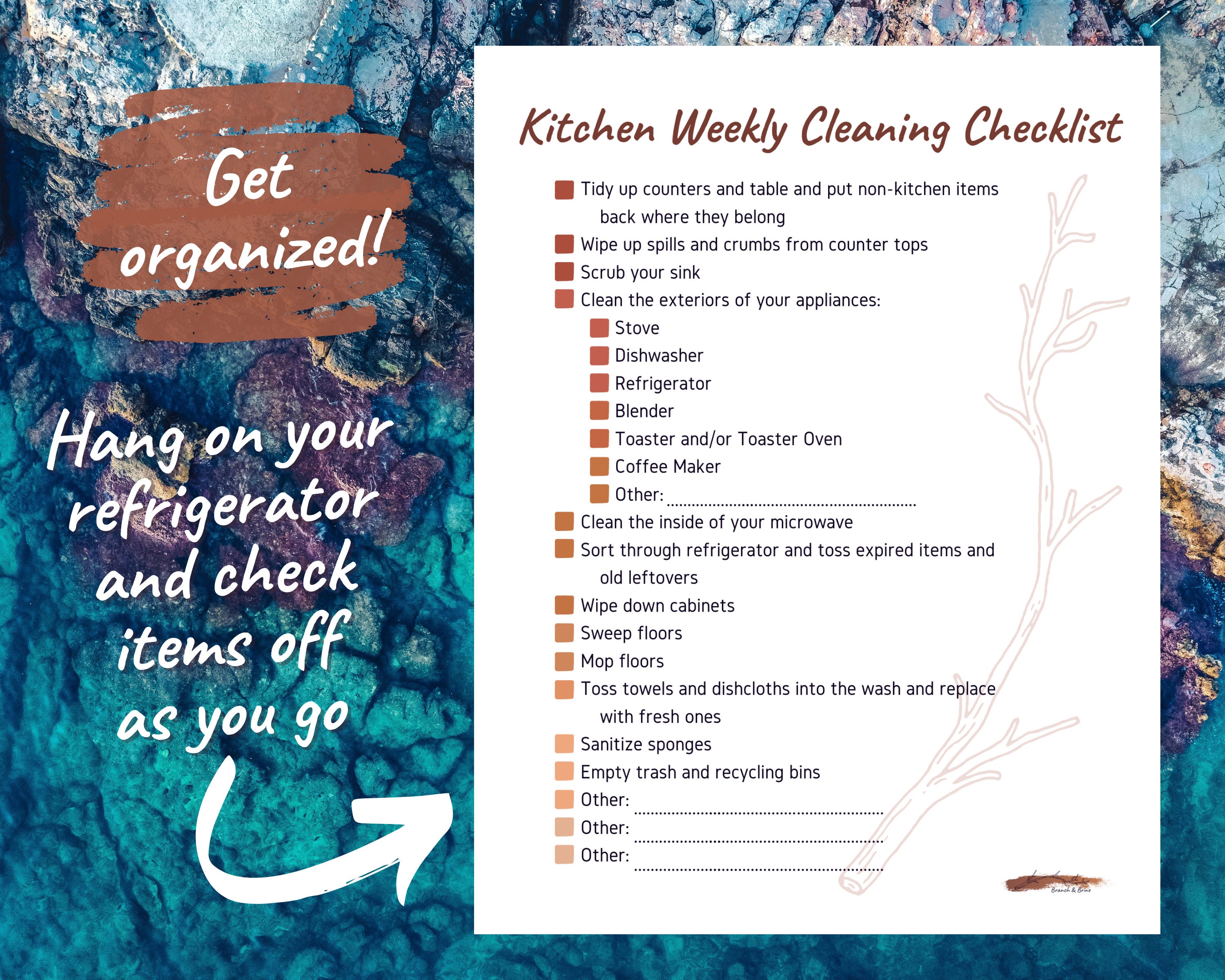 Kitchen Weekly Cleaning Checklist | Instant Digital Download | Tidy up ...