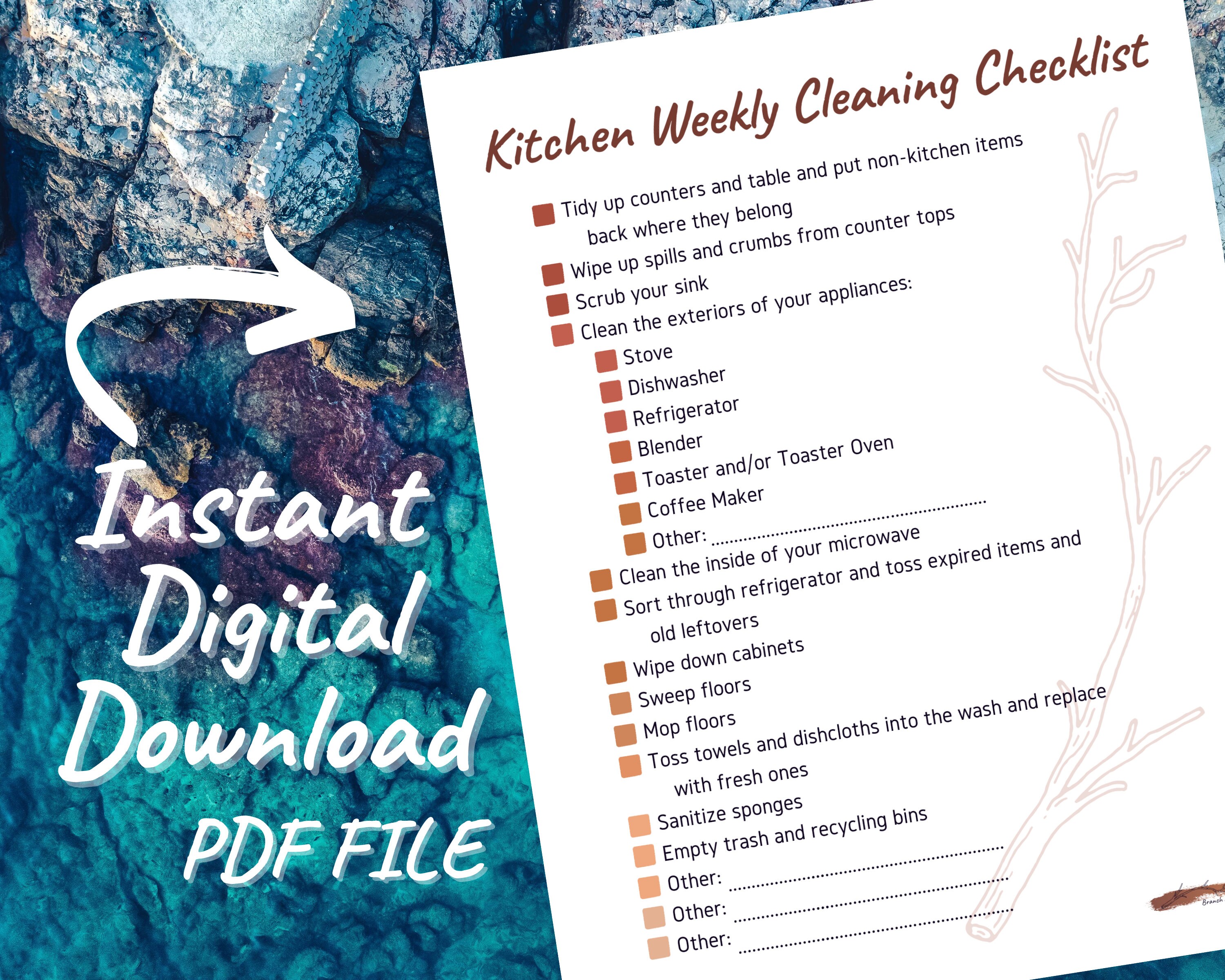Kitchen Weekly Cleaning Checklist | Instant Digital Download | Tidy up ...