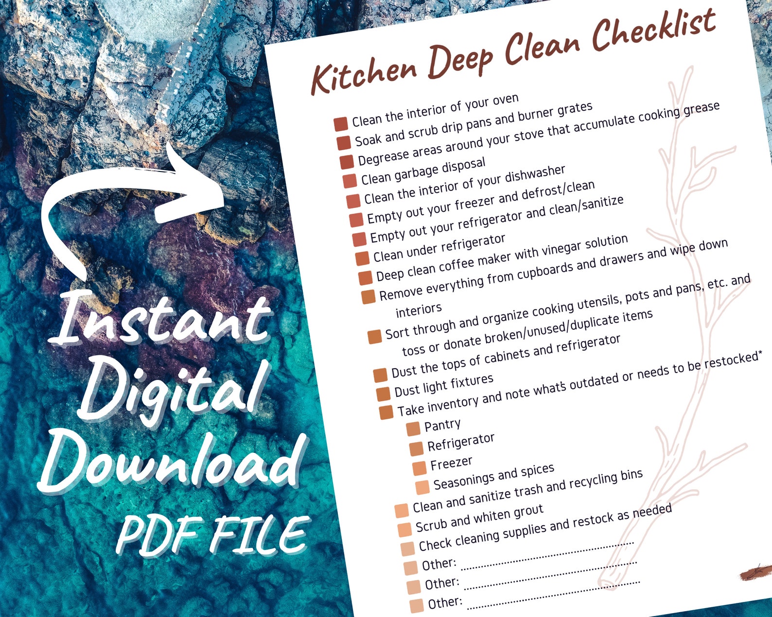 Kitchen Deep Clean Checklist | Instant Digital Download | Fresh ...